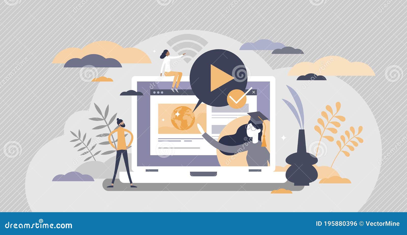 Edtech As Educational Technology for Online Digital Study Tiny Person Concept Stock Vector ...