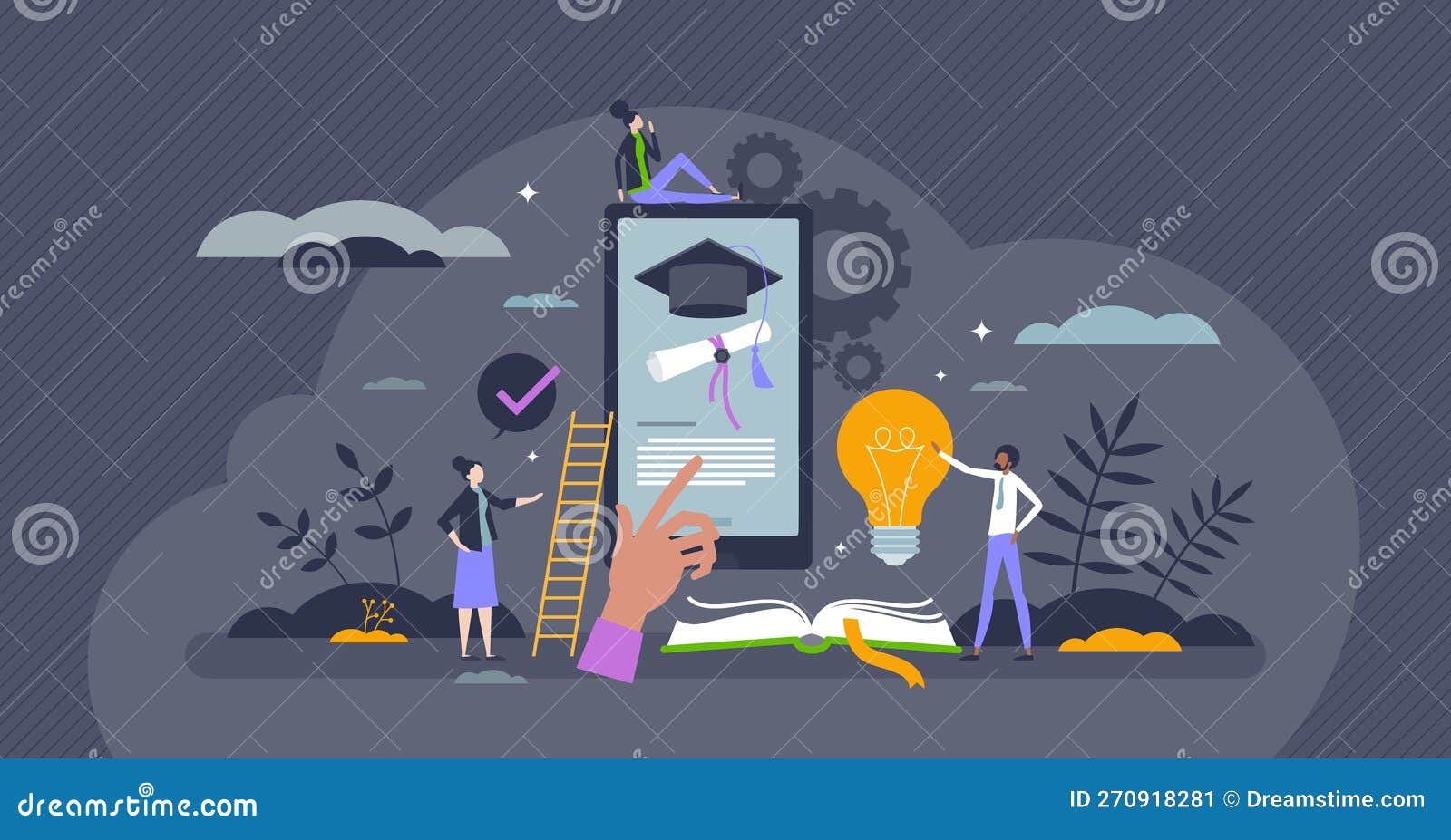 EdTech or Educational Technology with Distant Courses Tiny Person Concept Stock Vector ...