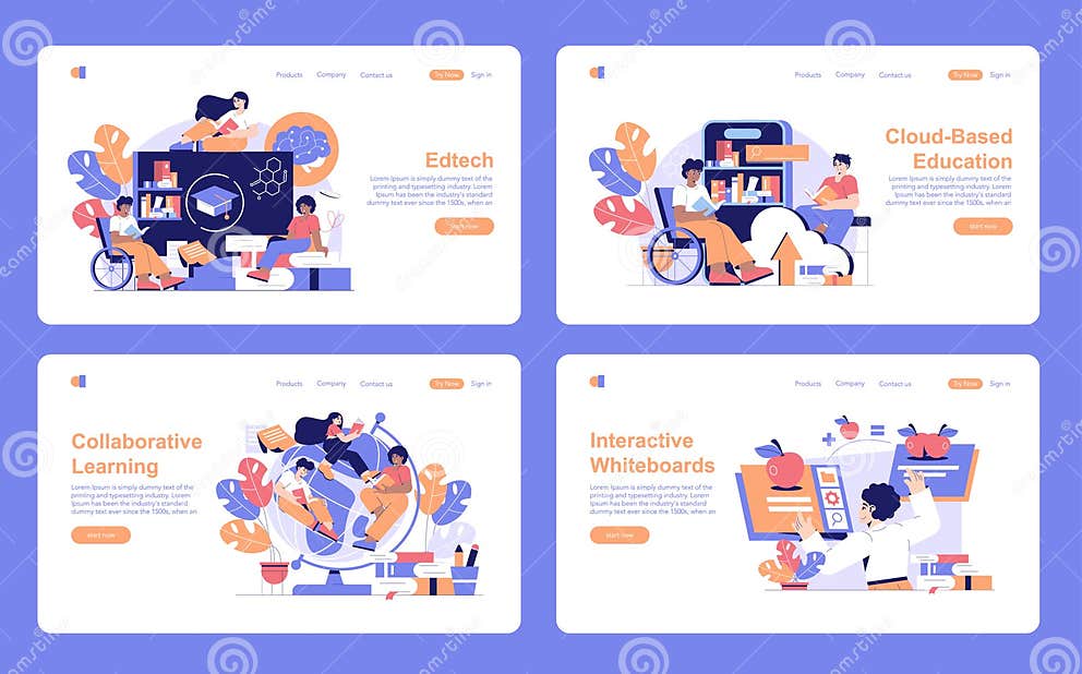 Edtech. Flat Vector Illustration Stock Vector - Illustration of accessibility, collaborative ...