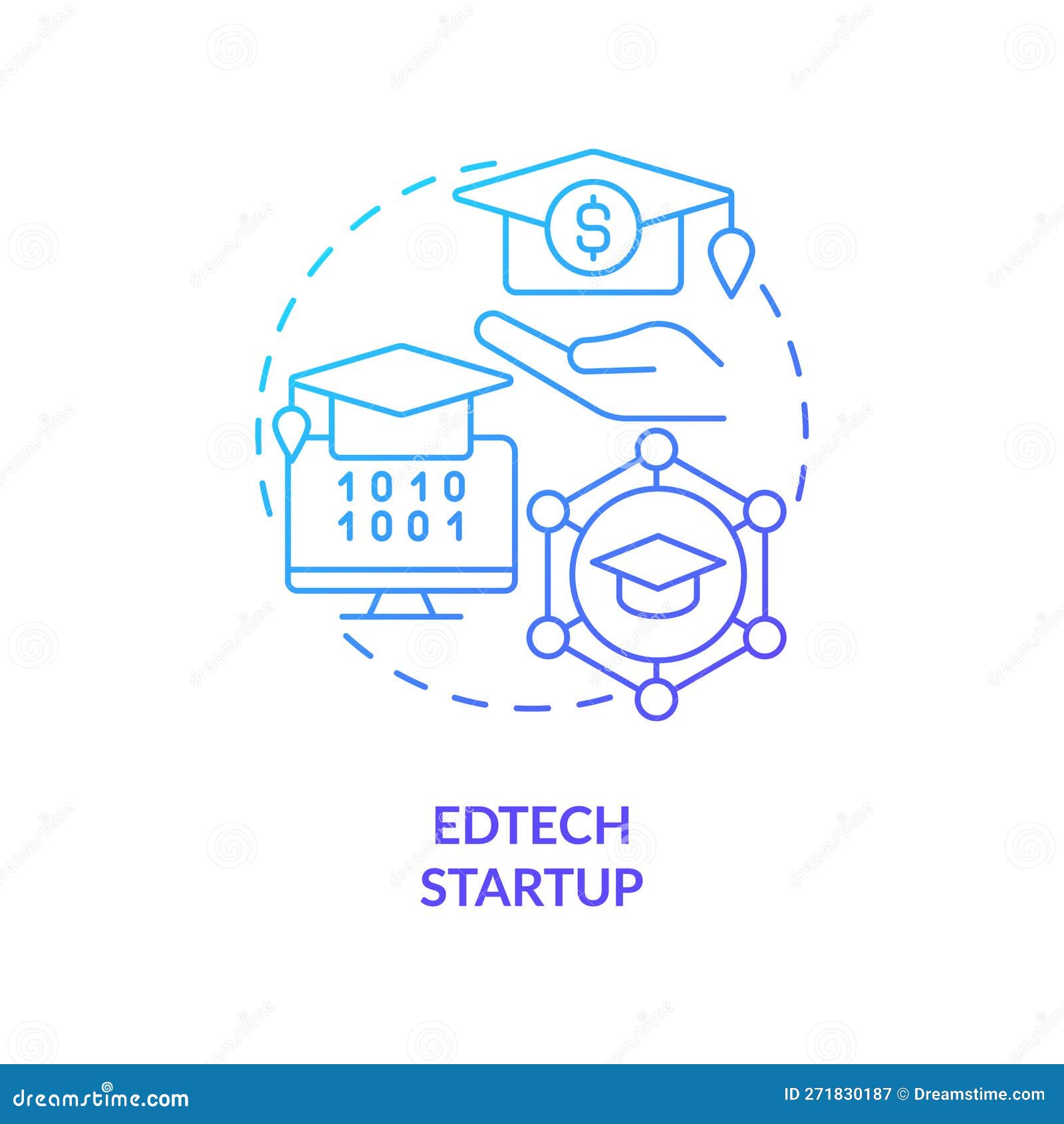EdTech Startup Blue Gradient Concept Icon Stock Vector - Illustration ...
