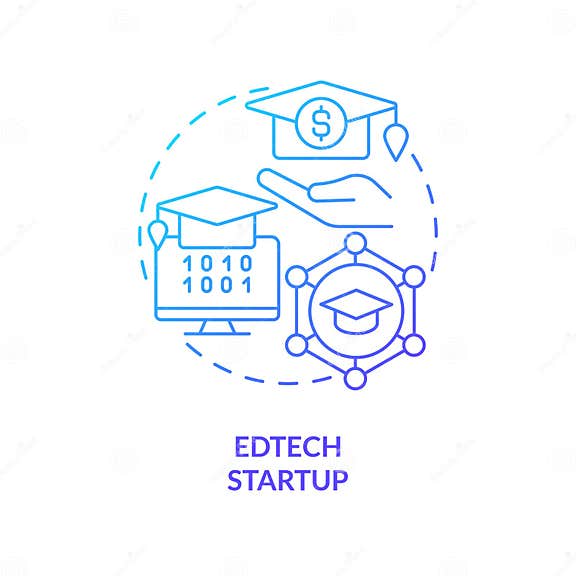 EdTech Startup Blue Gradient Concept Icon Stock Vector - Illustration ...