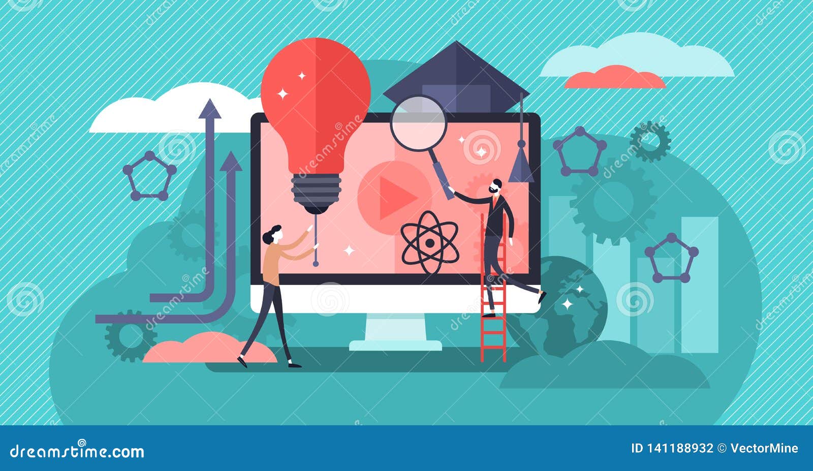 EdTech Vector Illustration. Flat Tiny Educational Learning Persons Concept. Stock Vector ...