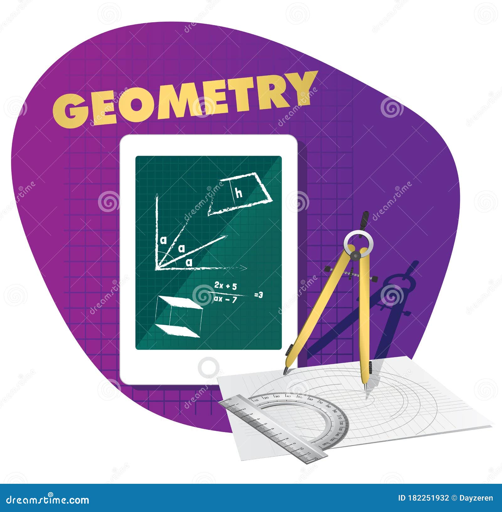 Online Education on Geometry Stock Vector - Illustration of quiz, tools ...