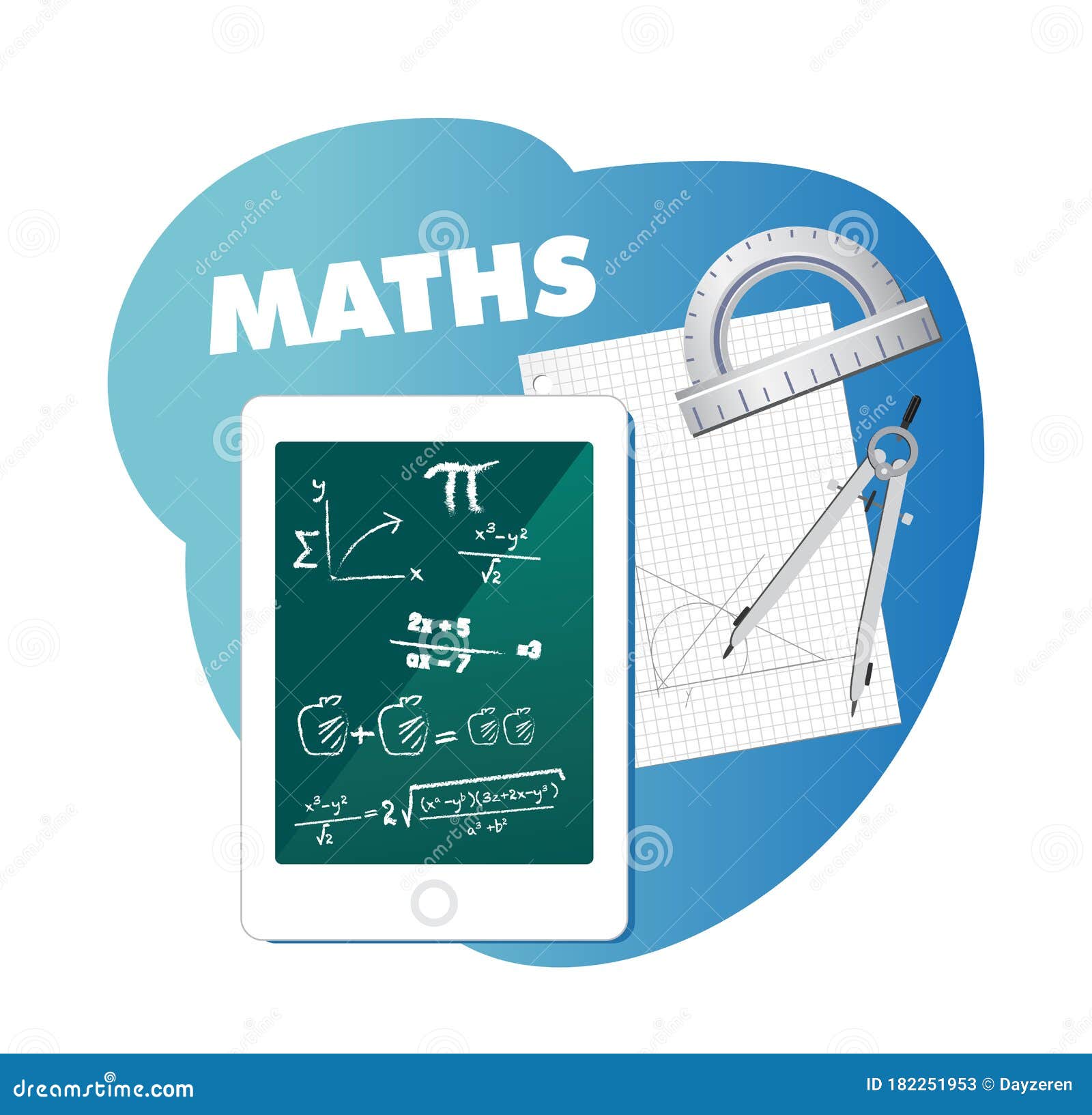 Online Education on Maths stock vector. Illustration of learning ...