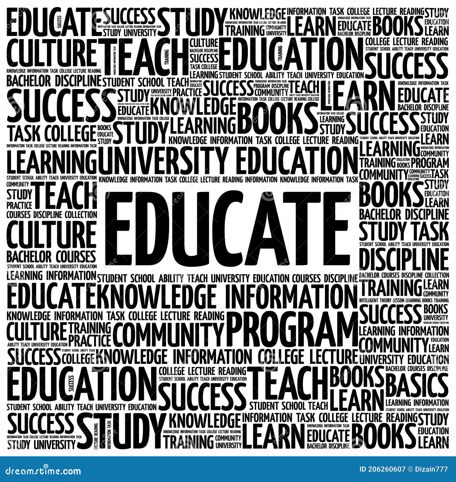 EDUCATE word cloud stock illustration. Illustration of training - 206260607
