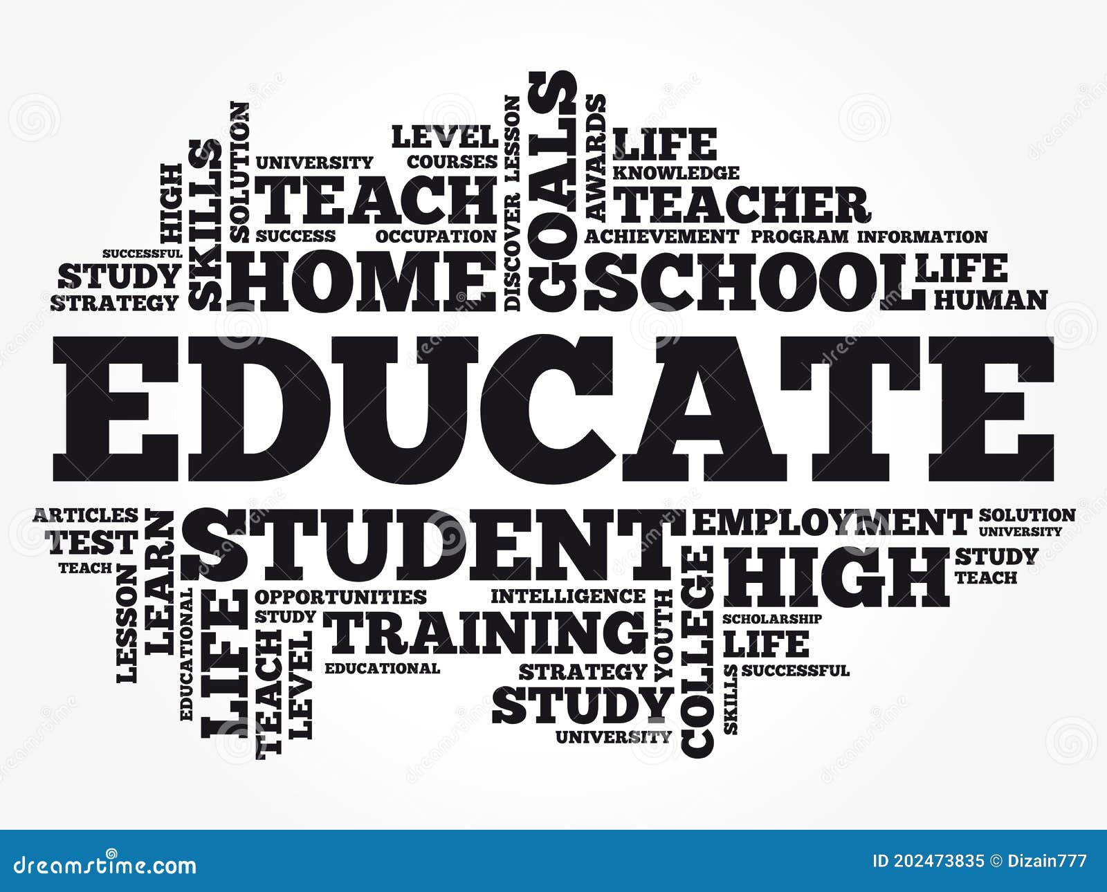 EDUCATE Word Cloud, Education Concept Background Stock Illustration ...