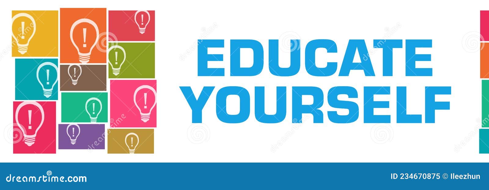 Educate Yourself Colorful Bulbs Grid Left Stock Illustration ...