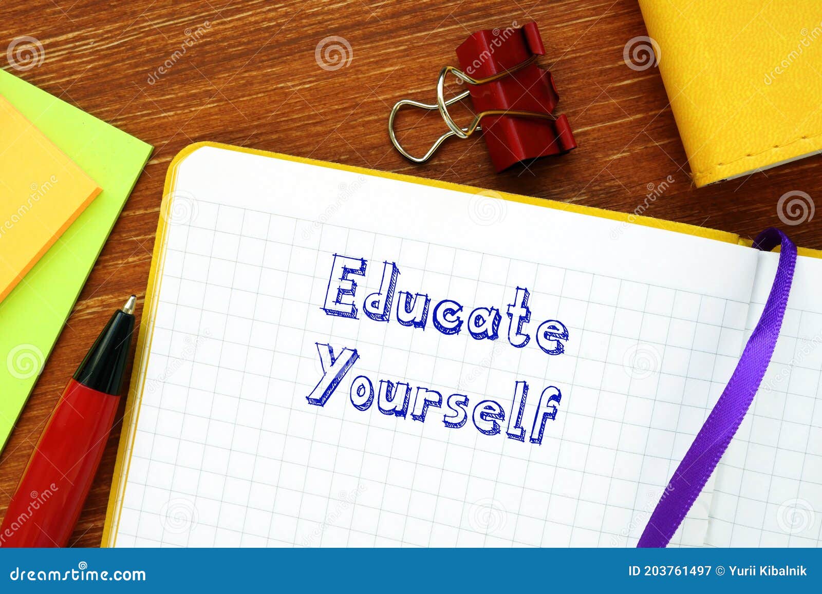 Educate Yourself Inscription on the Page Stock Image - Image of success ...