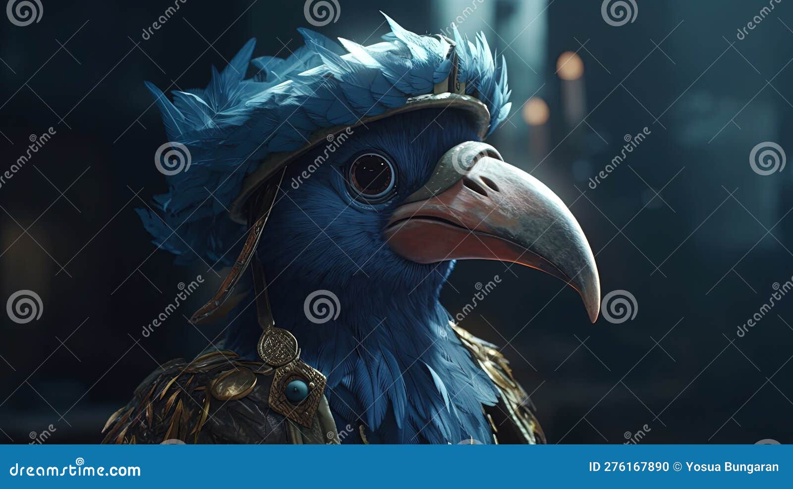Educated Anthropomorphic Blue Bird, Digital Art Illustration ...