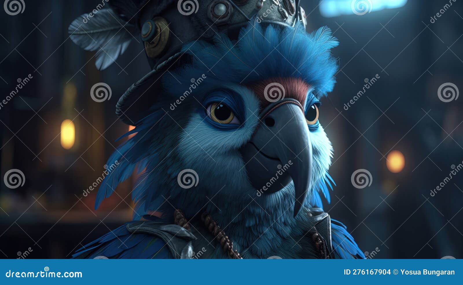 Educated Anthropomorphic Blue Bird, Digital Art Illustration ...