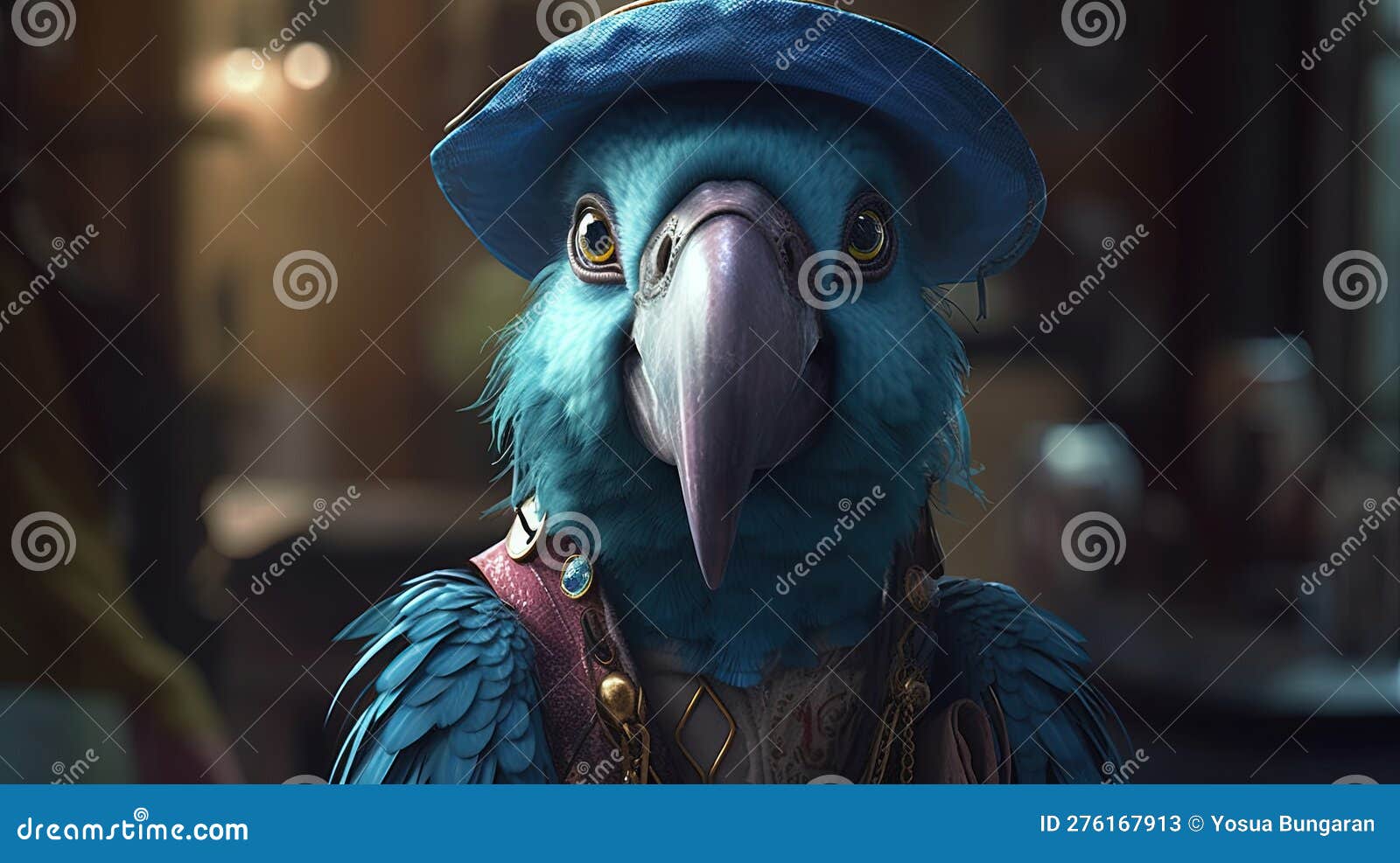Educated Anthropomorphic Blue Bird, Digital Art Illustration ...