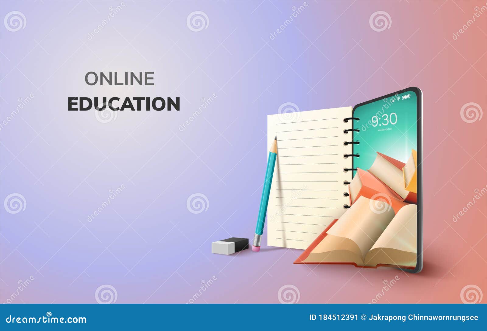 Digital Online Education Application Learning World Wide on Phone Stock ...
