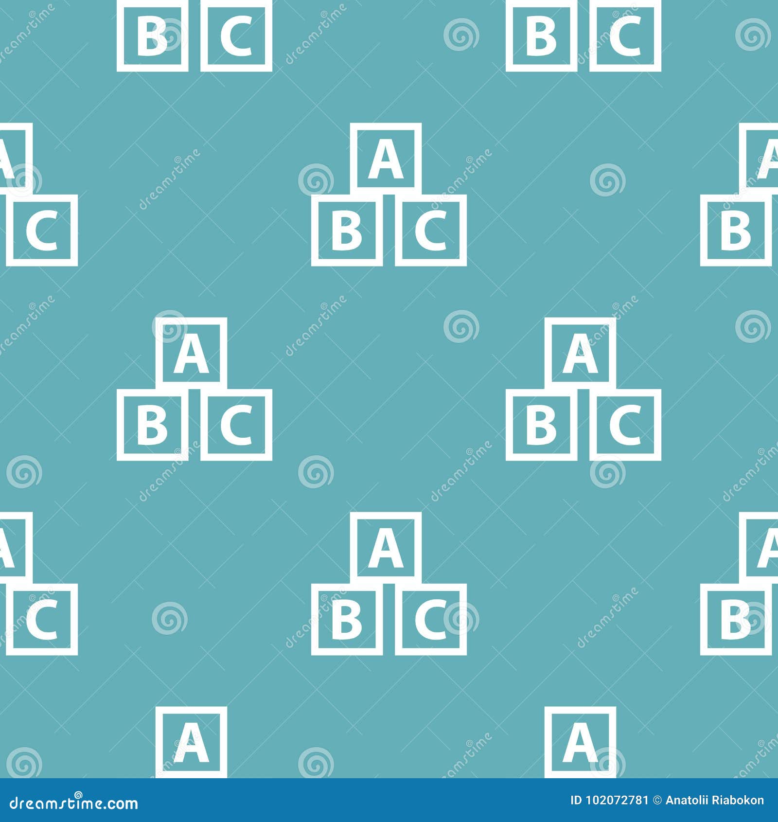 Education Abc Blocks Pattern Seamless Blue Stock Vector - Illustration ...