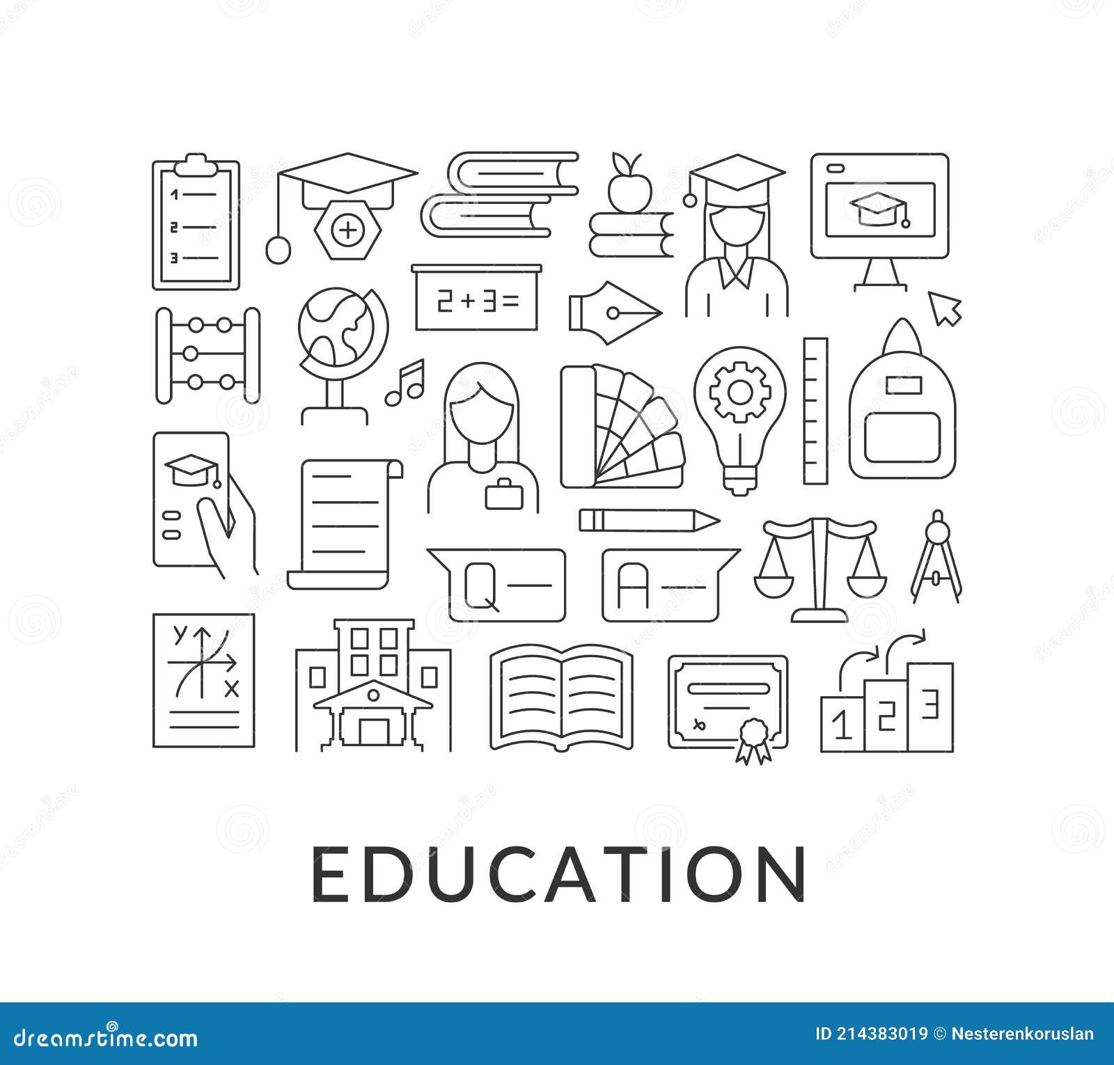 Education Abstract Linear Concept Layout with Headline Stock Vector ...