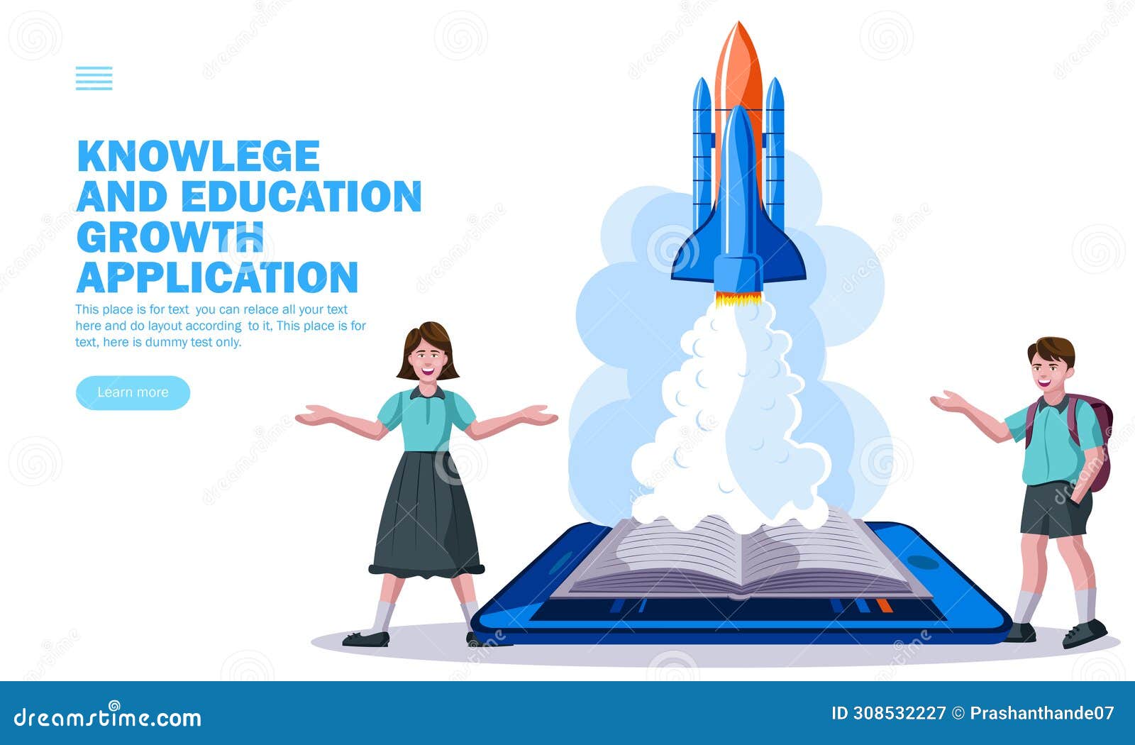 Education Application Startup, Rocket Launch from Book with Kids Stock ...
