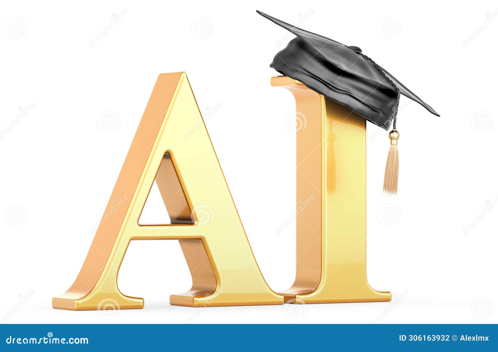 Education Artificial Intelligence Concept. AI with Education Hat, 3D ...