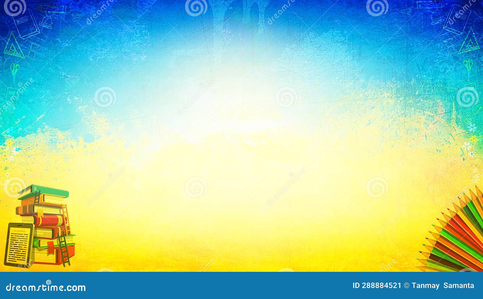 Education Background for Design, Blue and Yellow Background Stock ...