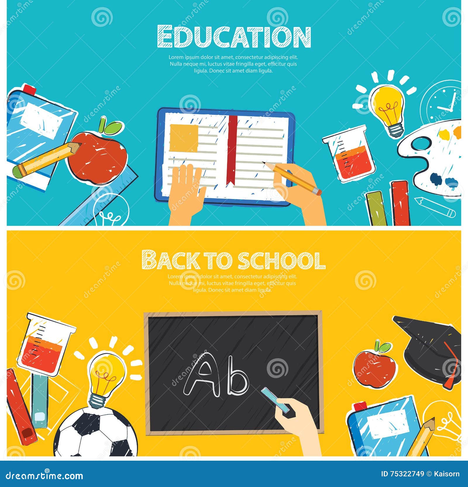 Education Banner and Back To School Background Template Stock Vector ...