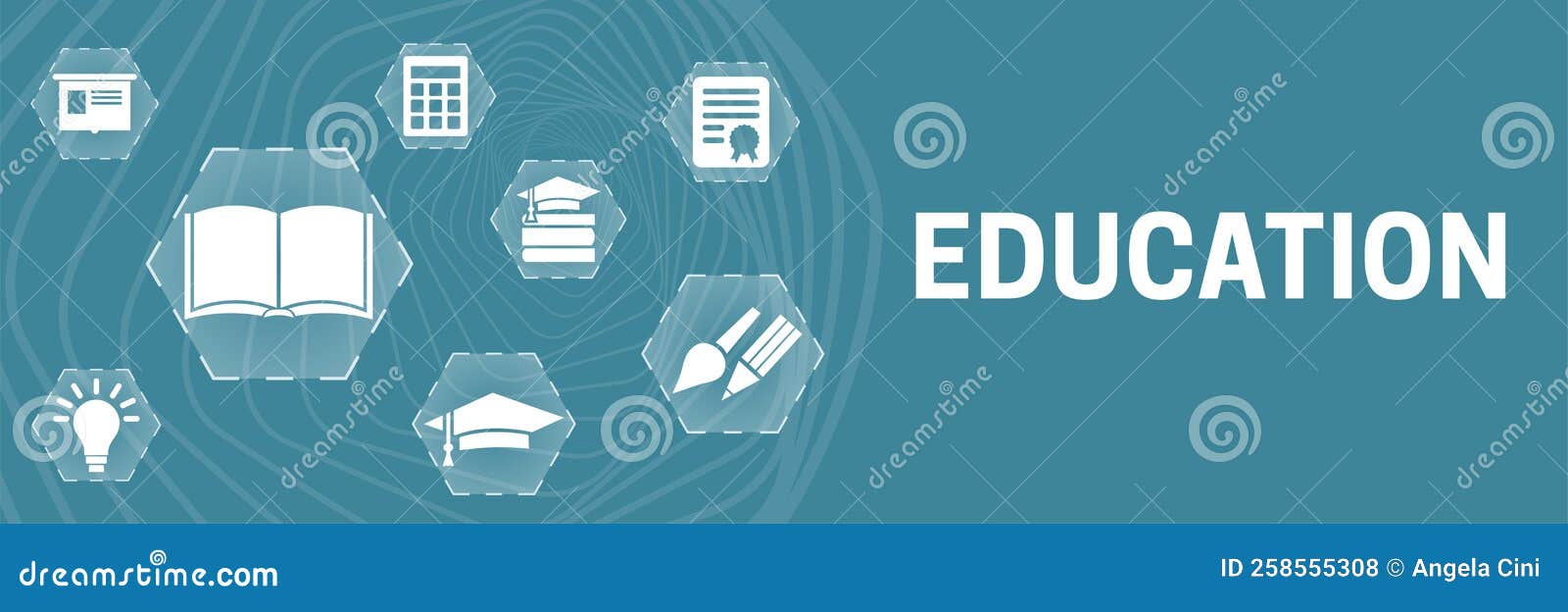 Education Banner Background with Icons Stock Vector - Illustration of ...