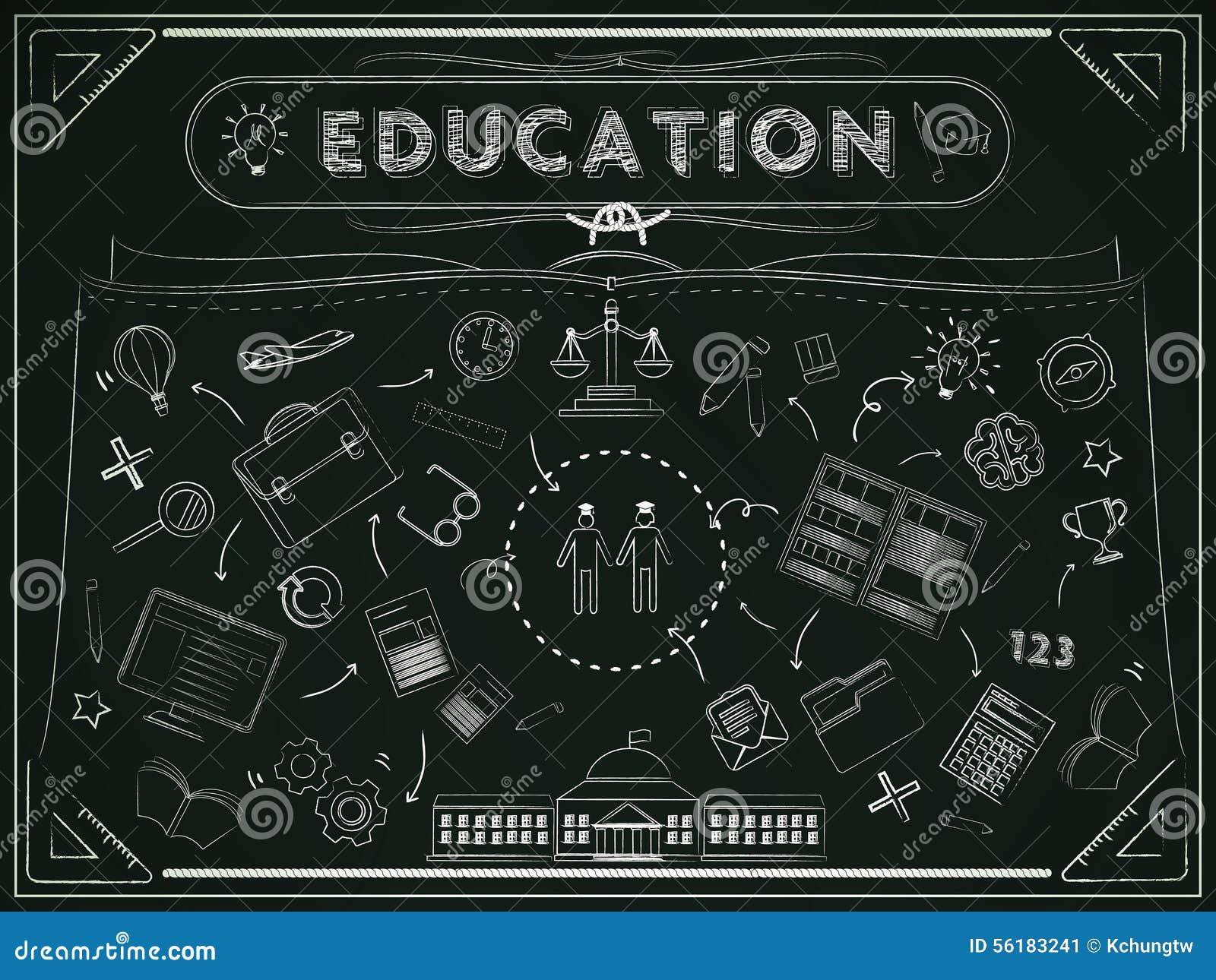 Education Blackboard with Lovely Icons Stock Illustration ...