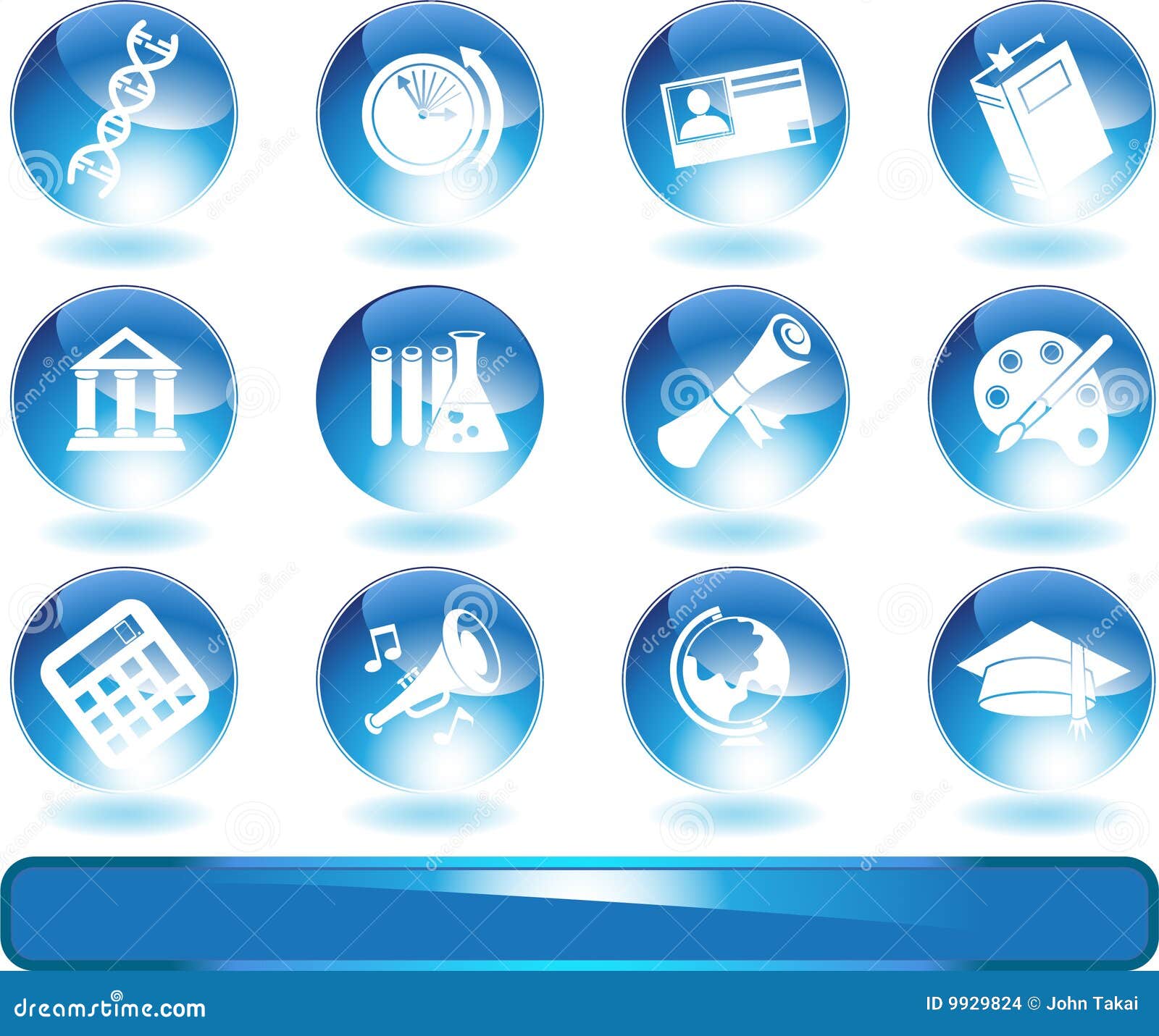 Education Blue Round Button Set Stock Vector - Illustration of book ...