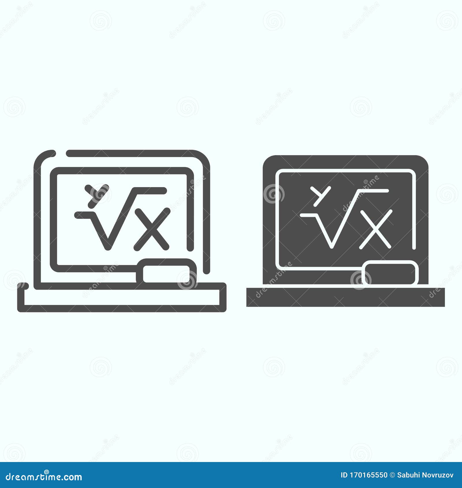 Education Board Line and Solid Icon. Board with Math Formula Vector ...