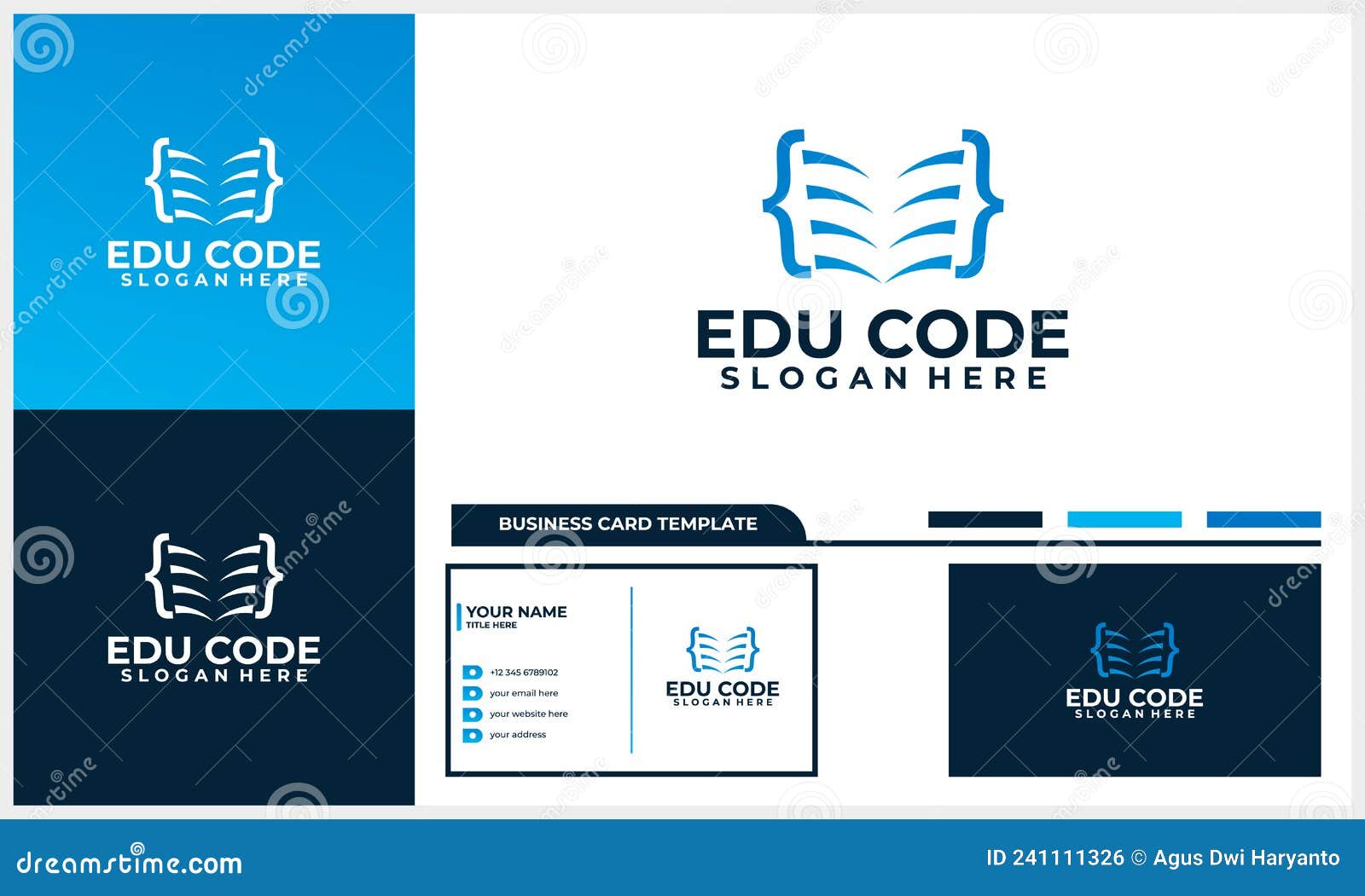 Education Book with Coding Code Logo Concept with Business Card ...
