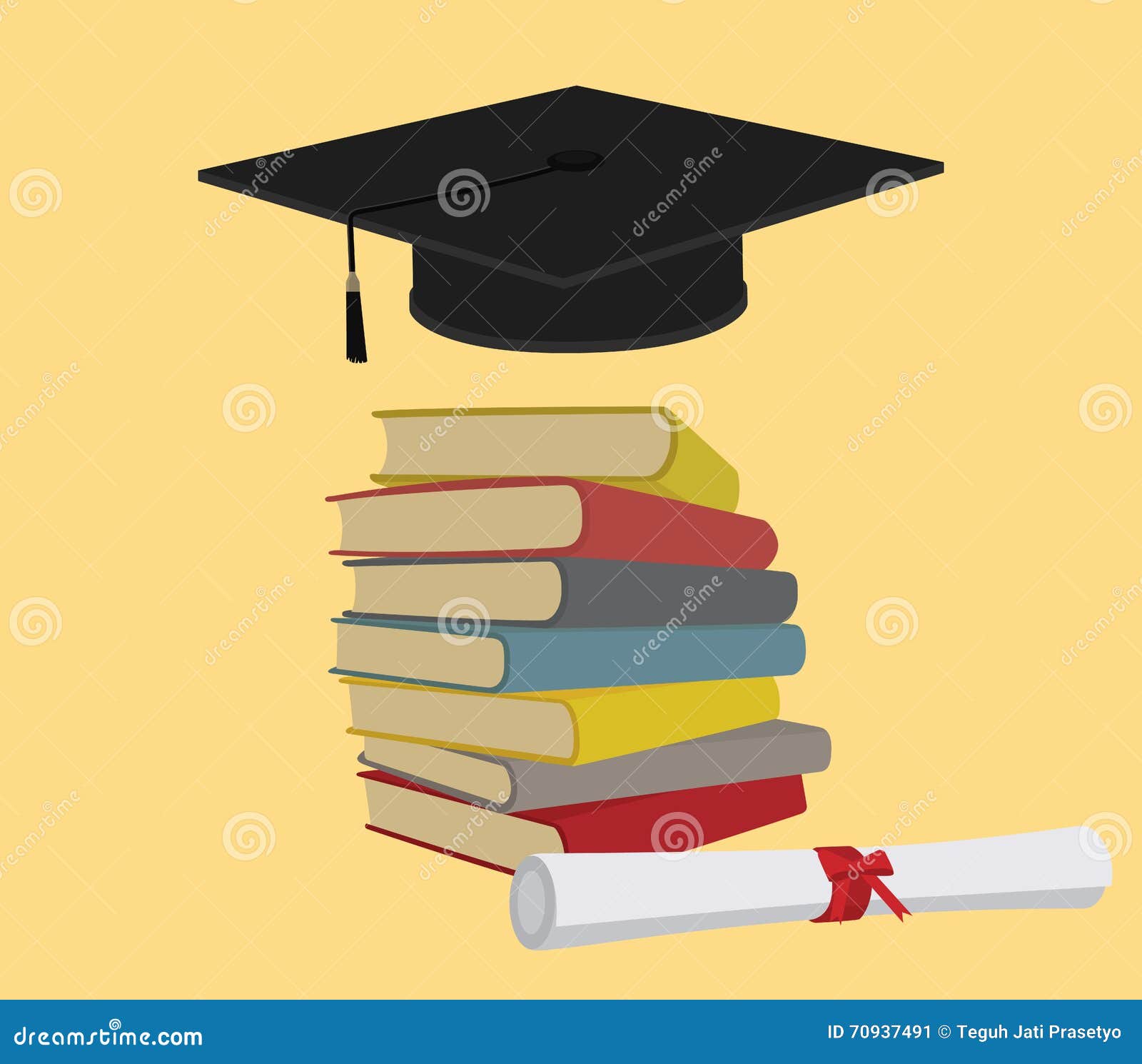 Education with Book Stack and Graduate Graduation Cap Stock Vector ...