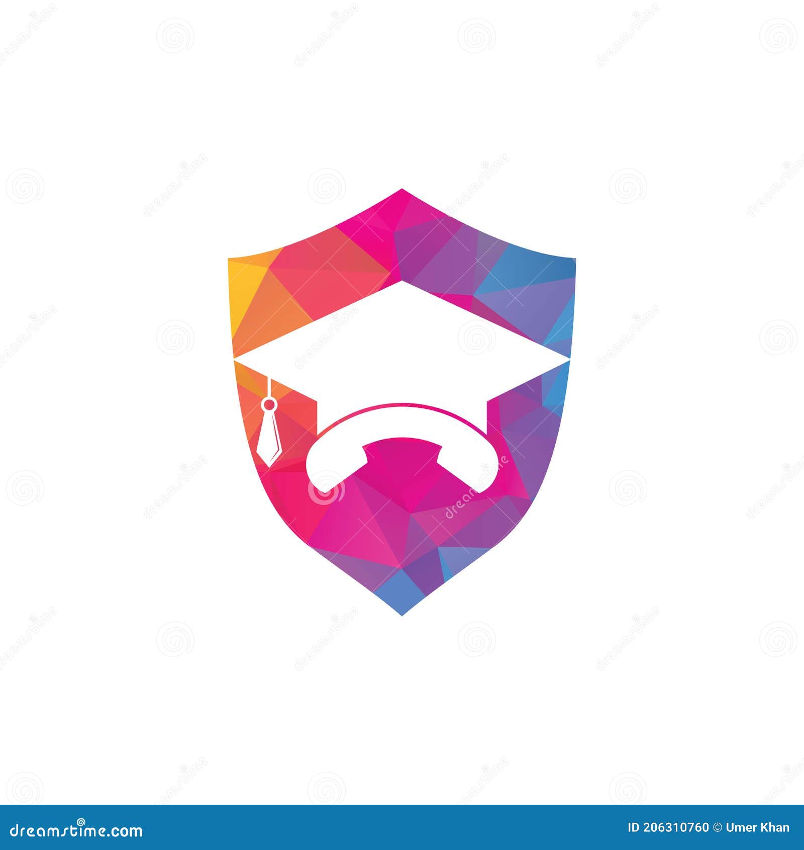 Education Call Shield Shape Concept Vector Logo Design Stock Vector ...