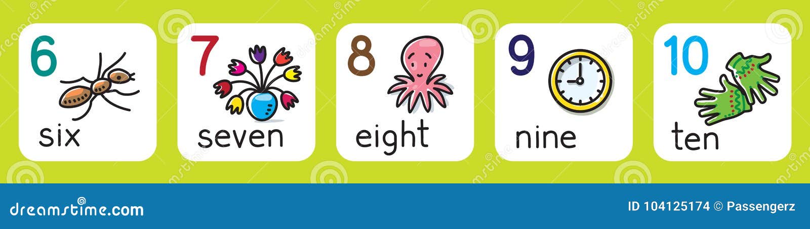 Education Cards for Learning To Count from 1 To 10 Stock Vector ...