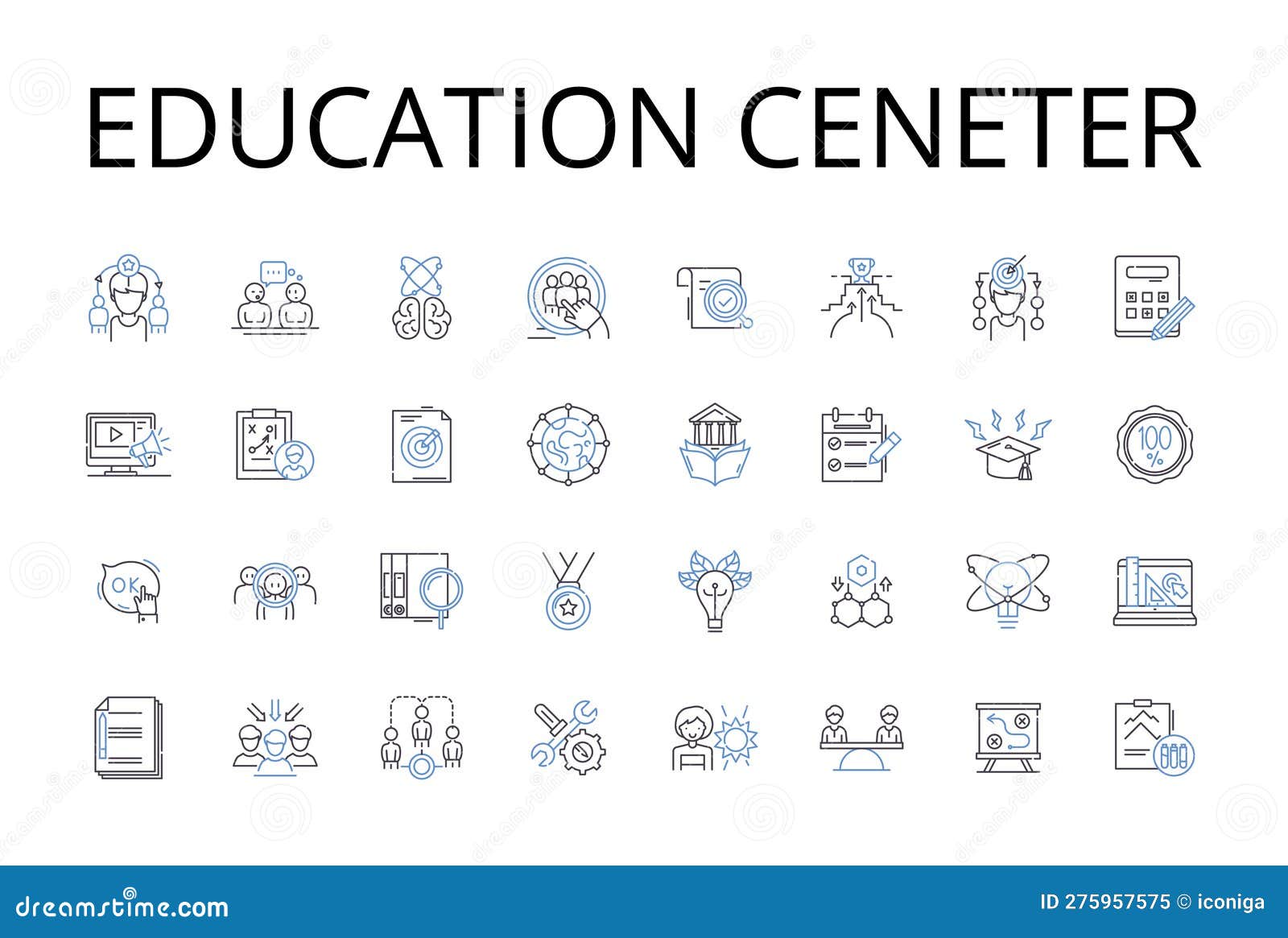 Education Ceneter Line Icons Collection. Learning Hub, Training ...