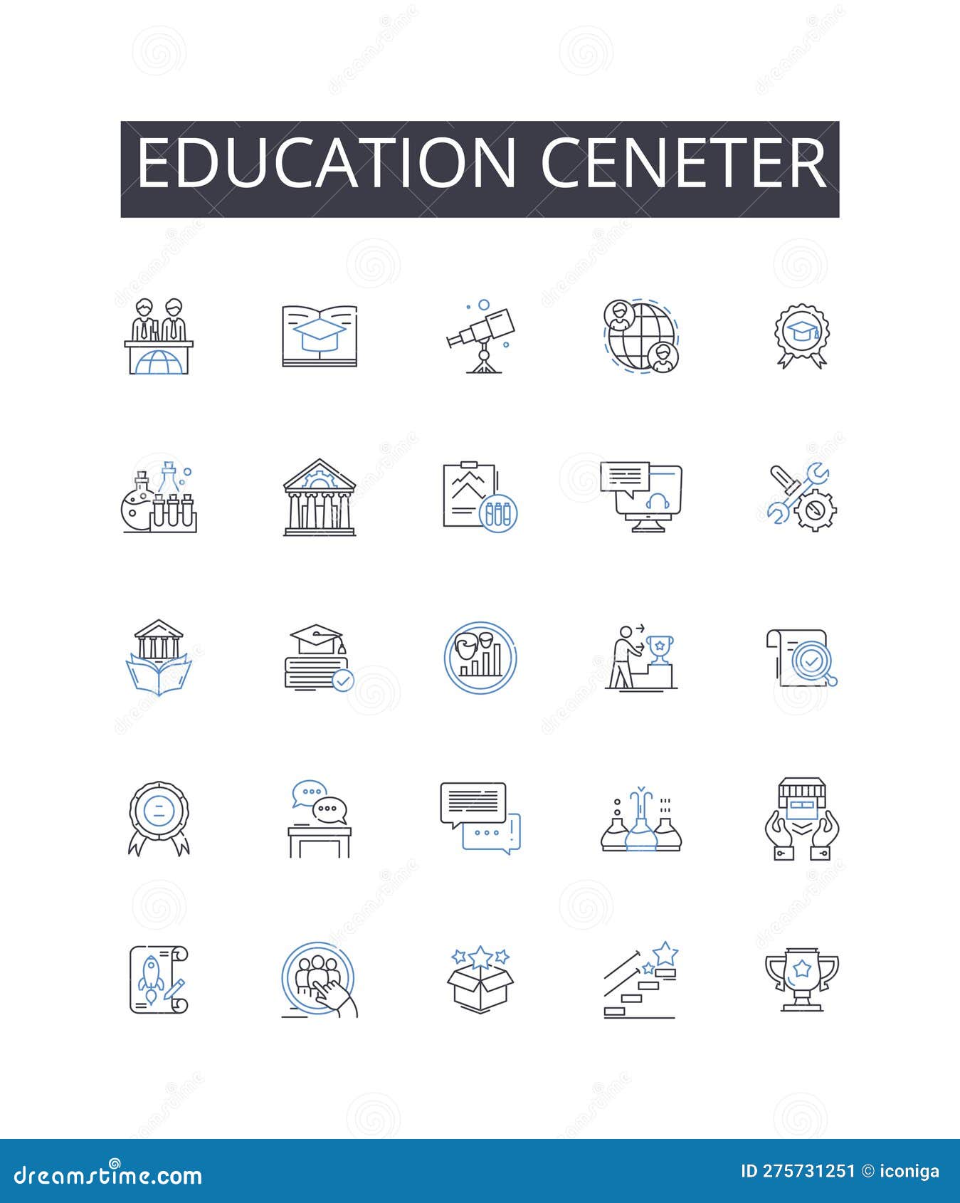 Education Ceneter Line Icons Collection. Learning Hub, Training ...