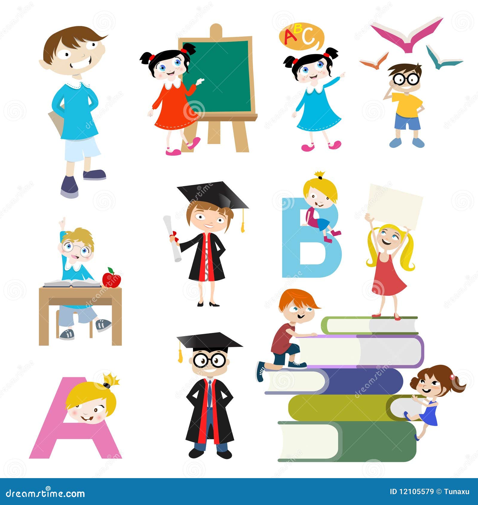 Education character set stock vector. Illustration of school - 12105579