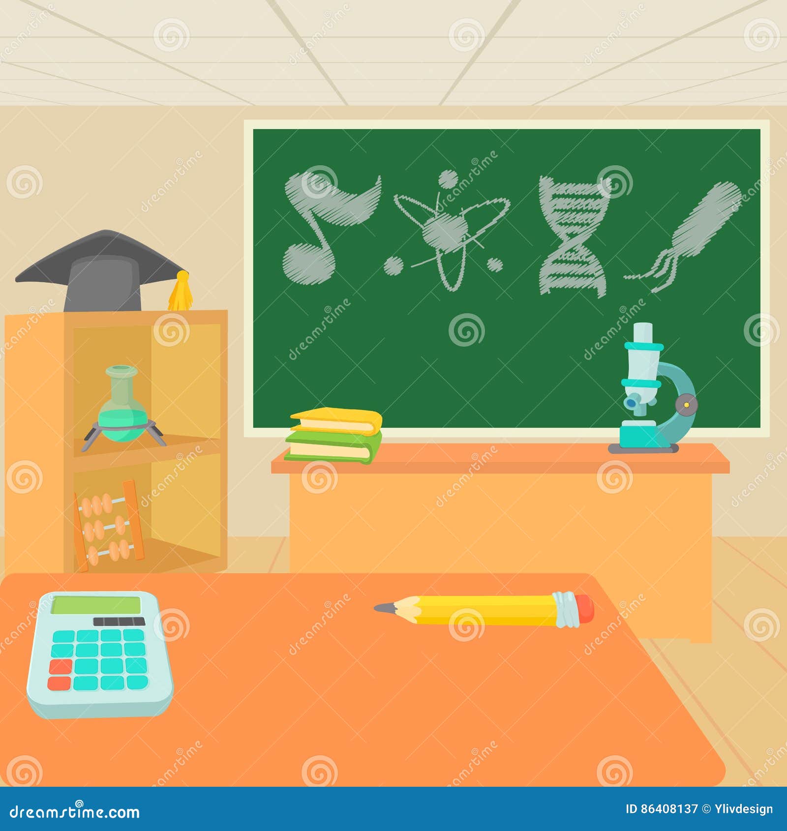 Education Classroom Concept, Cartoon Style Stock Vector - Illustration ...