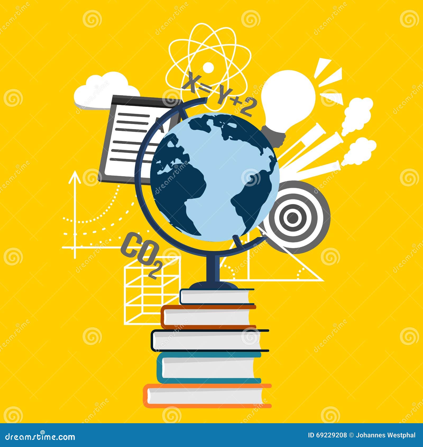 Education Collage with Globe on Books, Science and School Symbols Stock ...