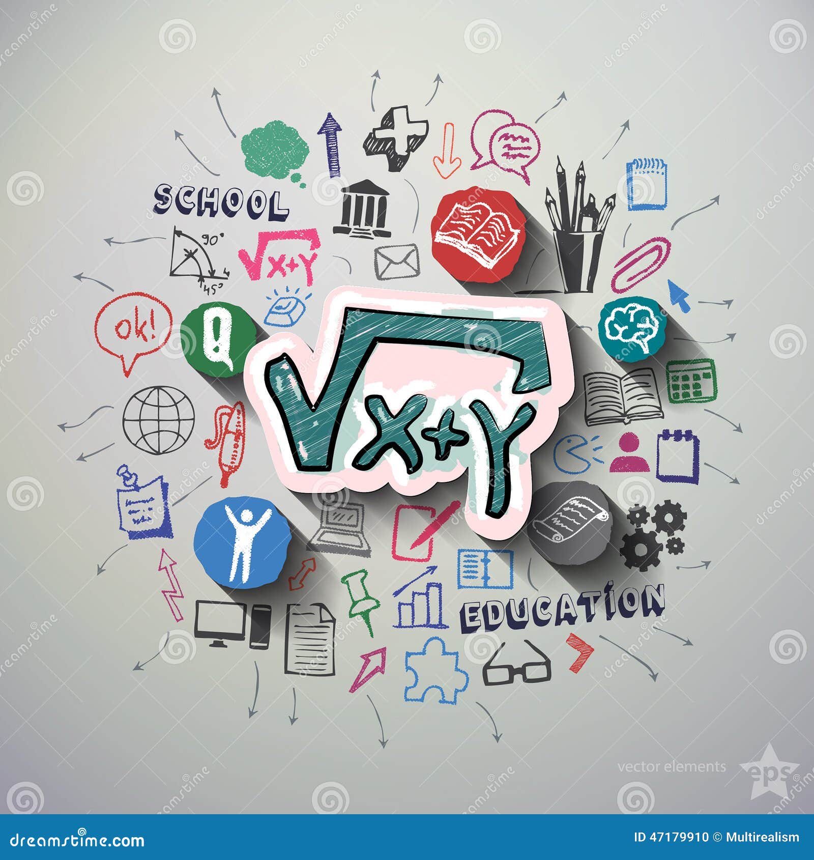 Education Collage with Icons Background Stock Vector - Illustration of ...