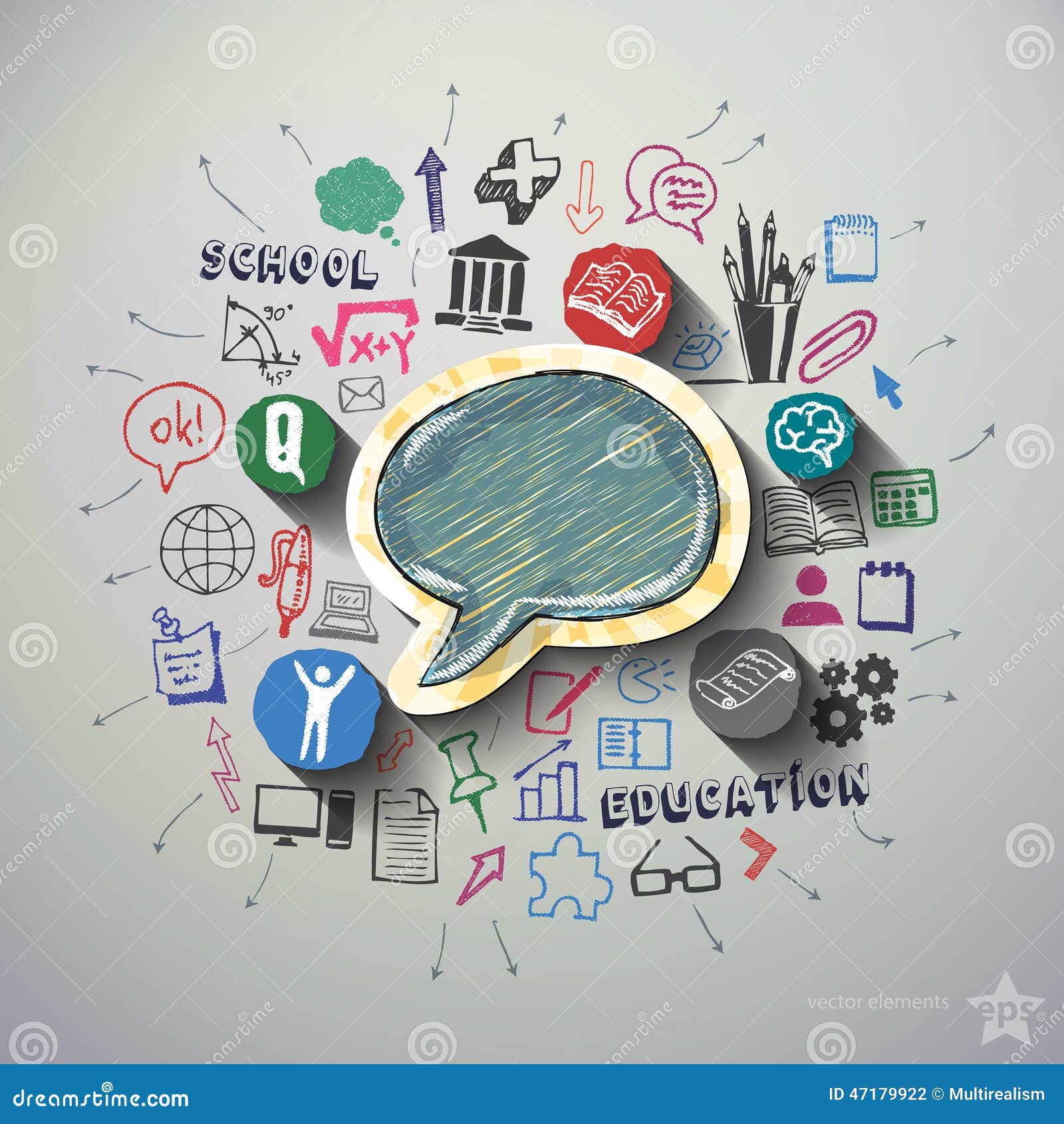 Education Collage With Icons Background Stock Vector - Illustration of ...