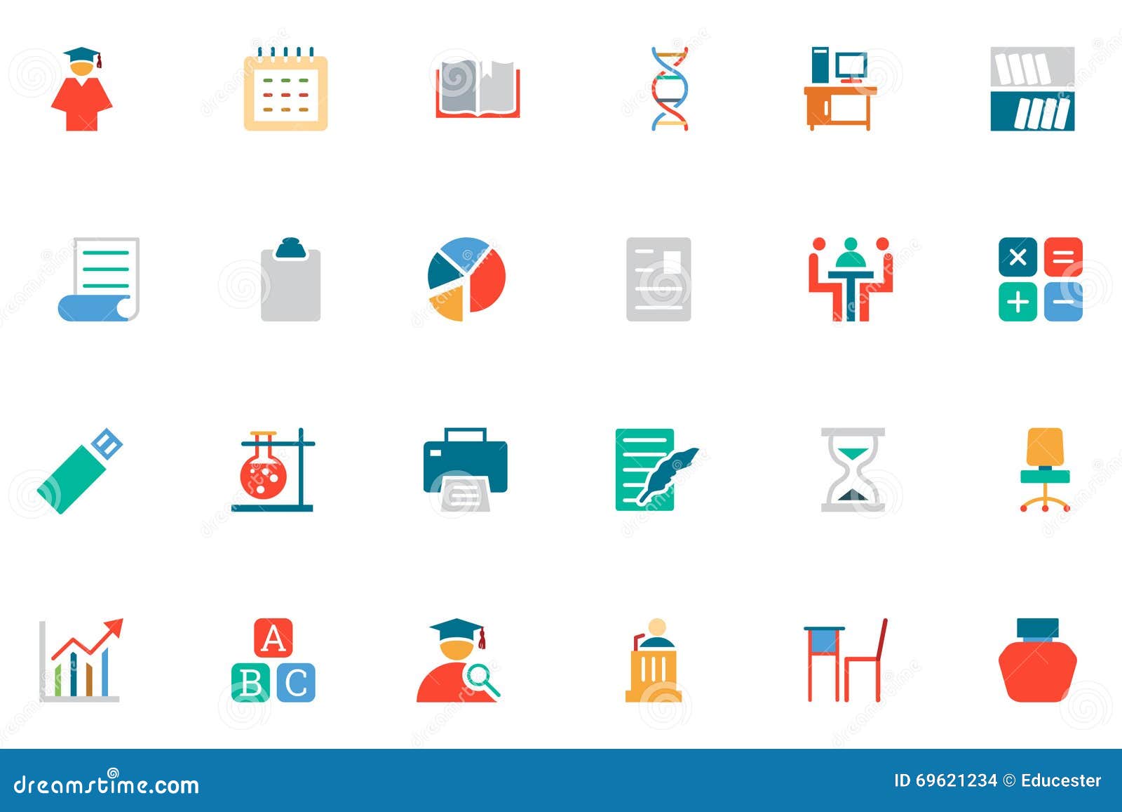 Education Colored Vector Icons 12 Stock Illustration - Illustration of ...