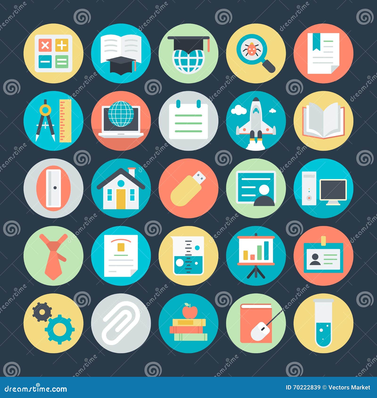 Education Colored Vector Icons 4 Stock Illustration - Illustration of ...