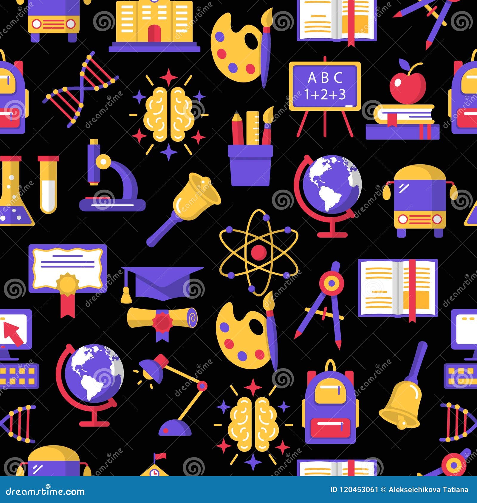 Education Colorful Seamless Pattern Stock Vector - Illustration of ...