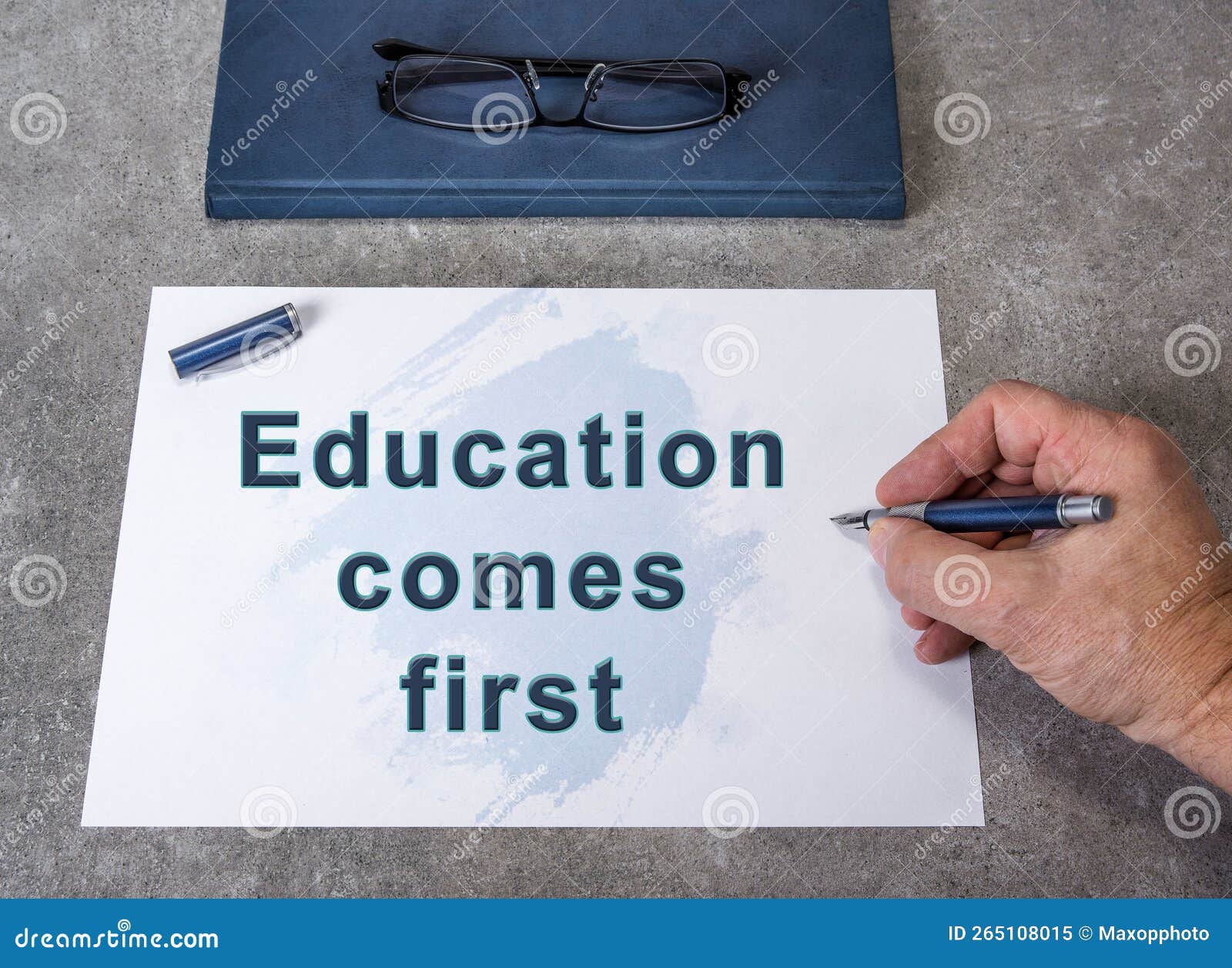 Education Comes First. Motivational Sign for Young People Stock Image ...