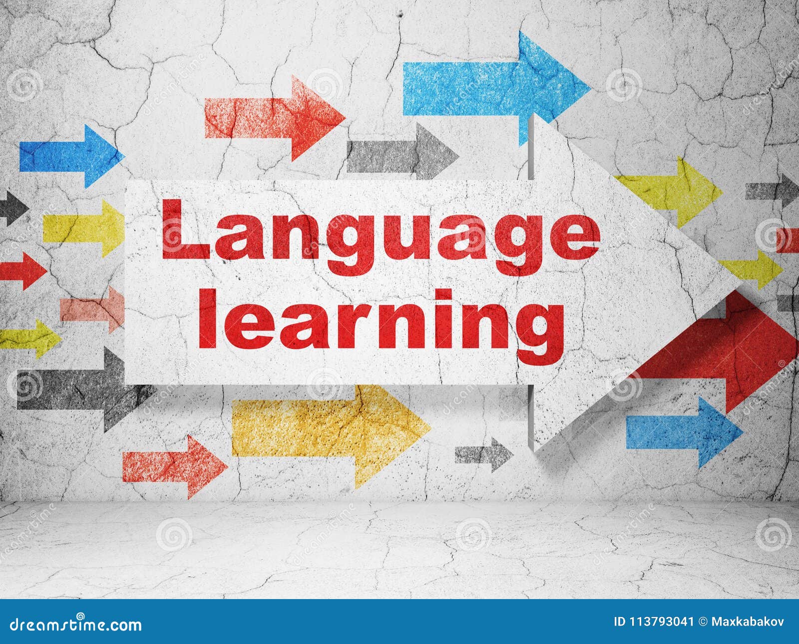 Education Concept: Arrow with Language Learning on Grunge Wall ...