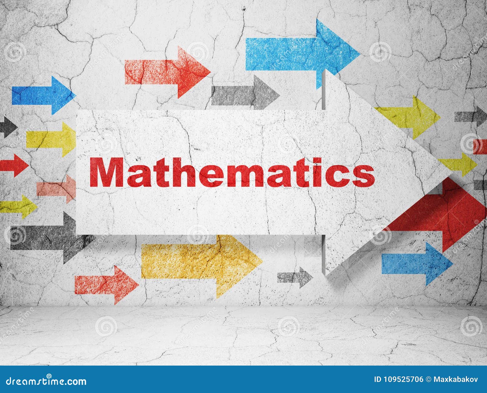 Education Concept: Arrow with Mathematics on Grunge Wall Background ...
