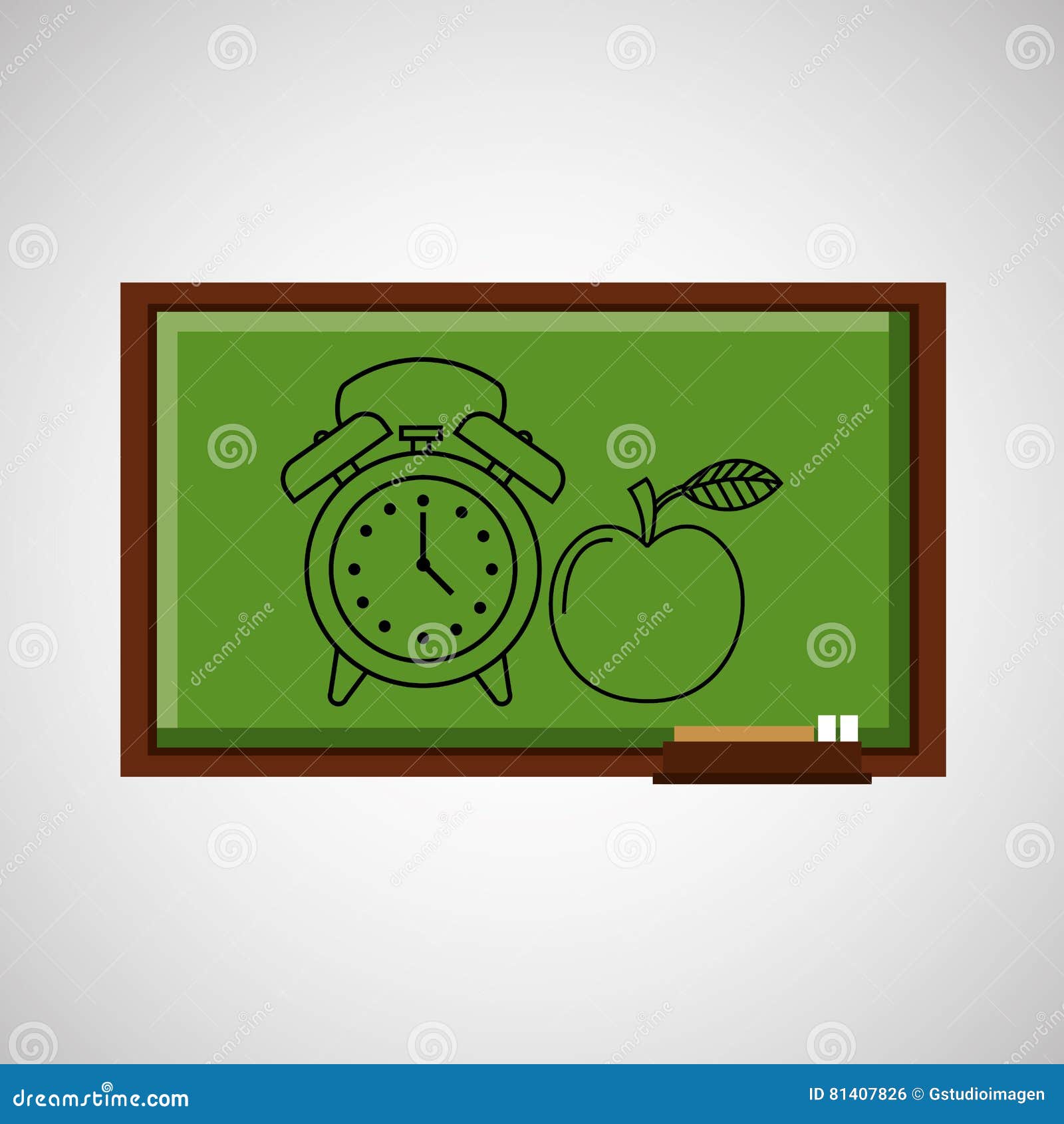 Education Concept Blackboard with Clock Apple Stock Vector ...