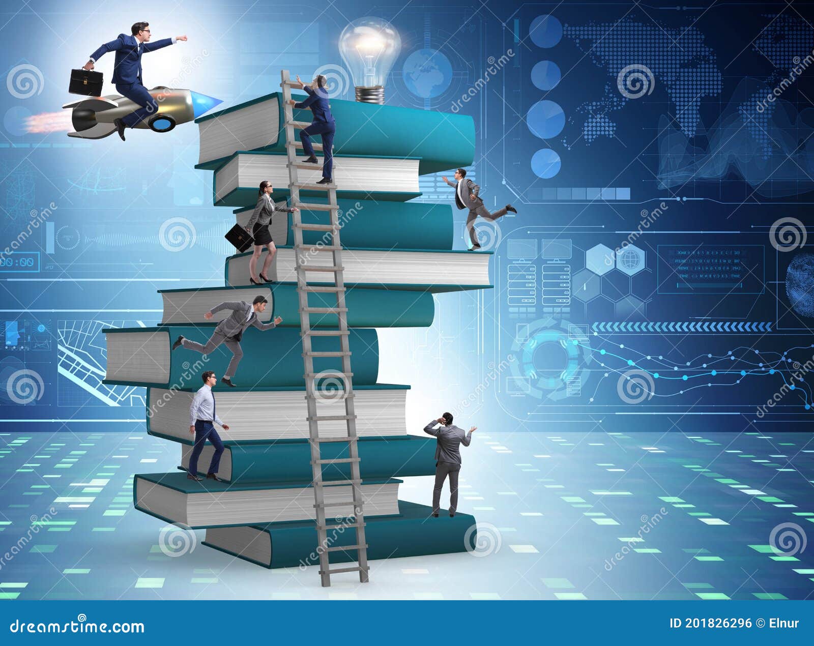 Education Concept with Books and People Stock Photo - Image of ladder ...
