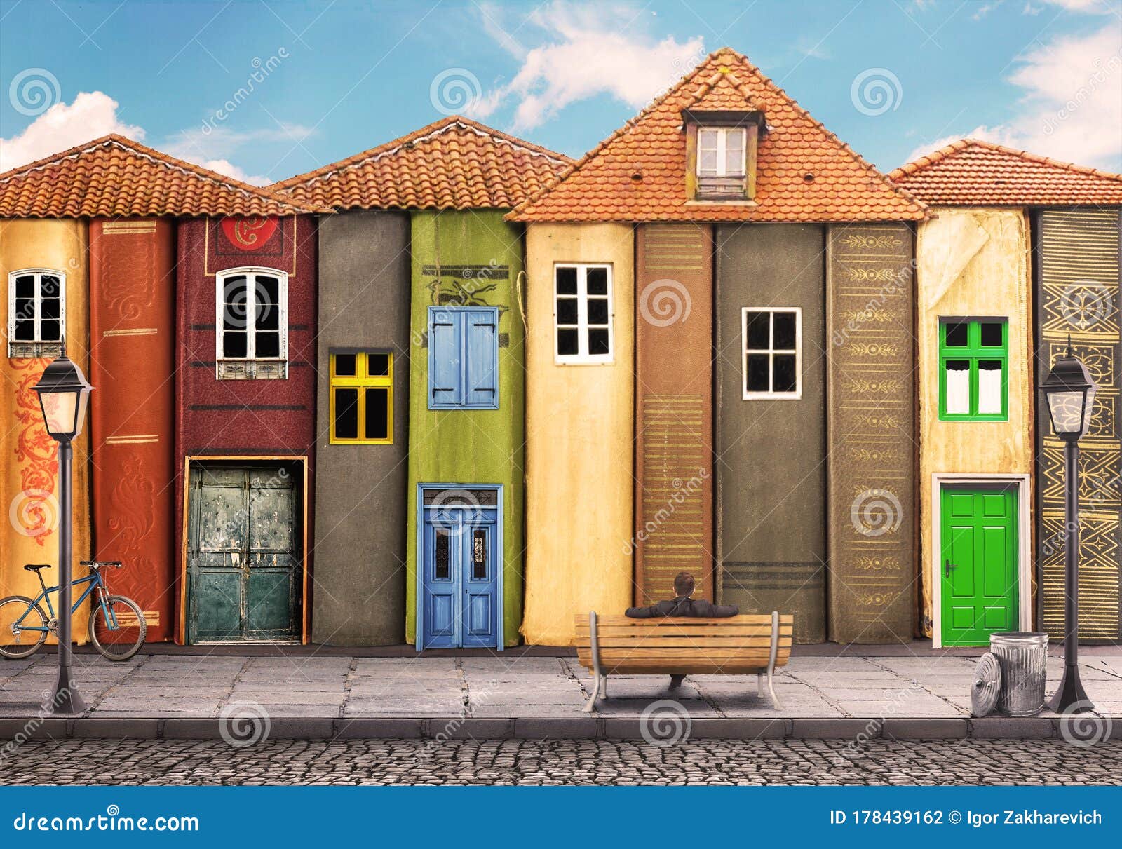 Campus. Stack of Books As Buildings on a Street Stock Photo - Image of ...