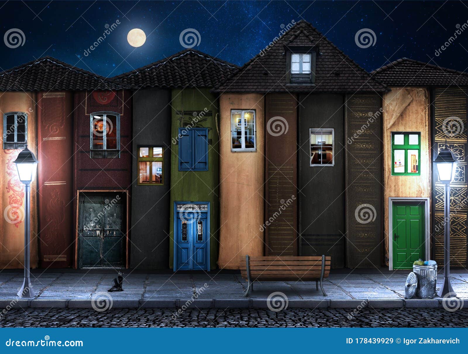 Campus. Stack of Books As Buildings on a Street Stock Image - Image of ...