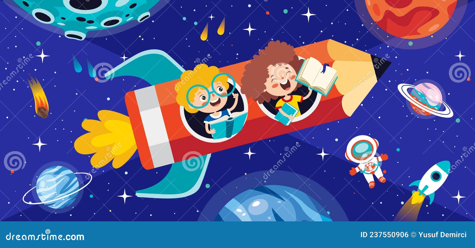 Education Concept with Cartoon Character Stock Vector - Illustration of ...
