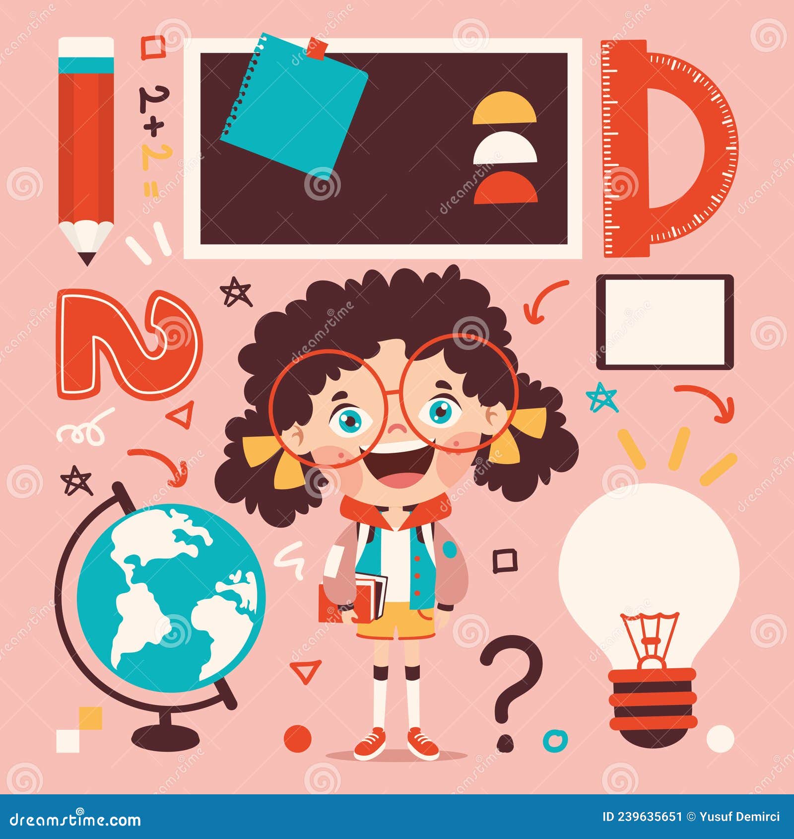 Education Concept with Cartoon Students Stock Illustration ...