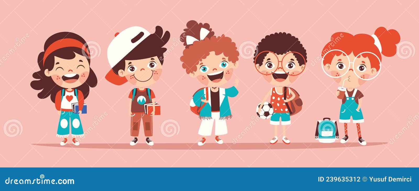 Education Concept with Cartoon Students Stock Vector - Illustration of ...